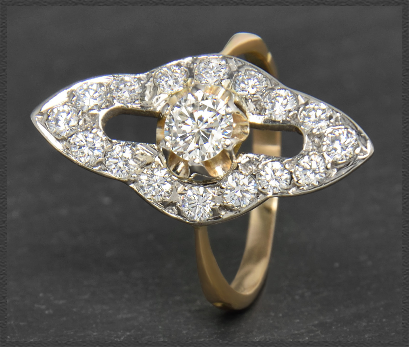 Antiker Diamant Ring mit 1,85ct Brillanten, 585 Gold - Brillant-Gold